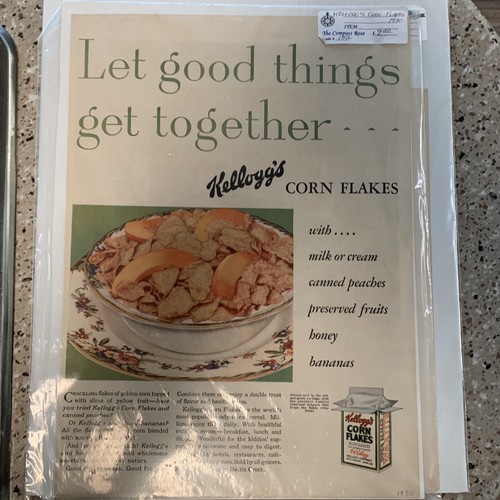 Kelloggs Corn Flakes Vintage Magazine Print AD Cereal Kitchen Original ...