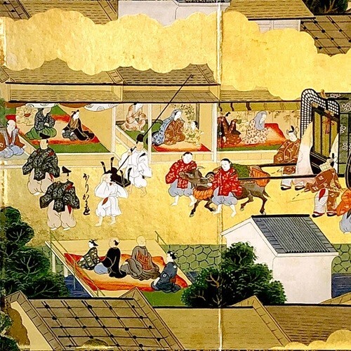 Japanese Art Byobu Weeping Goshoguruma Folding Screen small size From ...