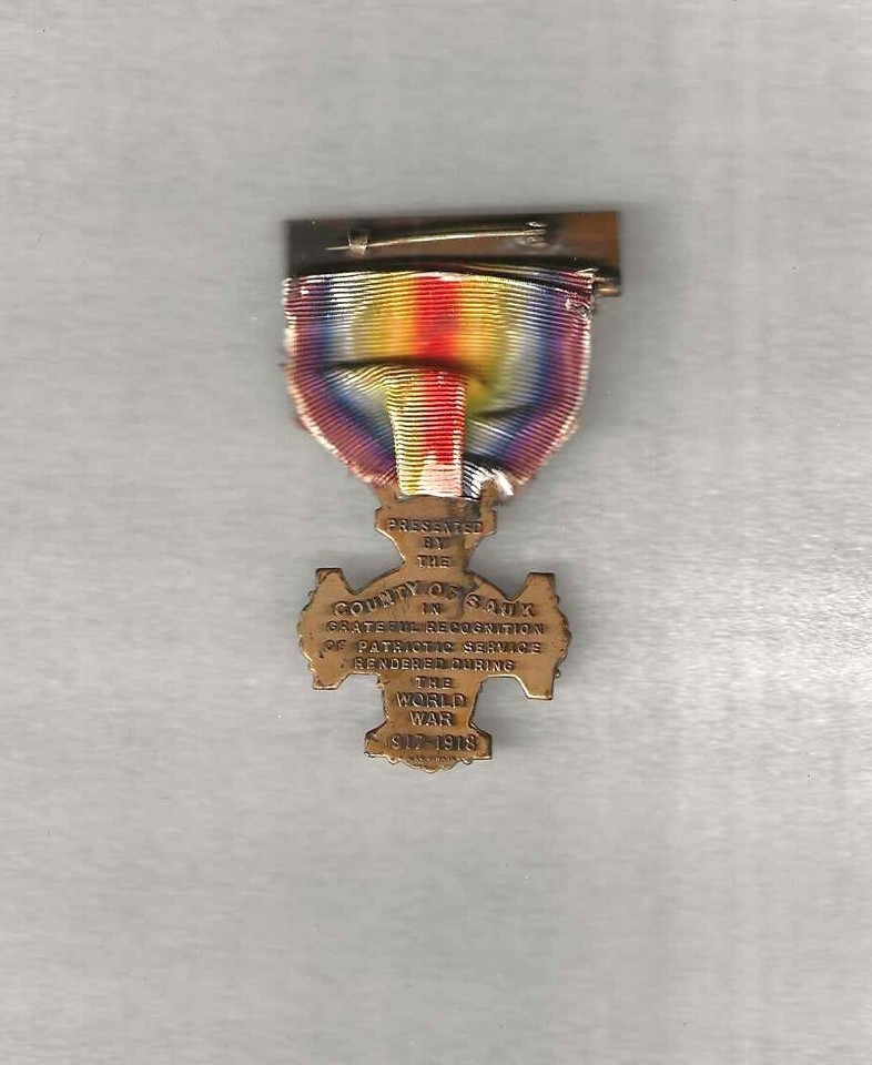RARE US WWI Service Victory Medal from Sauk County Wisconsin Orig ...