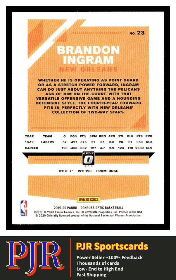 2019 Donruss Optic #23 Brandon Ingram New Orleans Pelicans | eBay