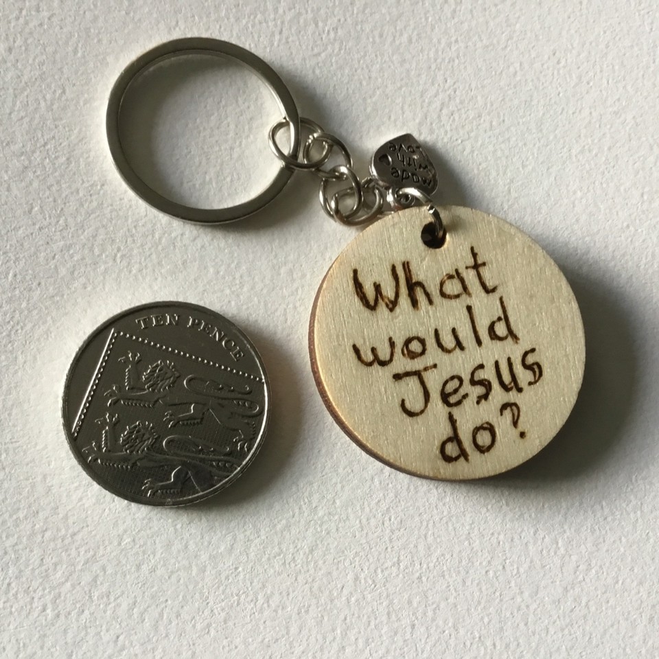 Christian Wooden Keyring Handmade Pyrography Wood Burning Gift | eBay UK