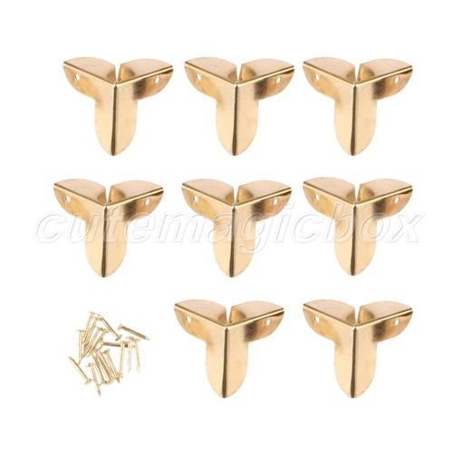 8pcs Gift Wooden Box Corner Protectors Decorative Corner Bracket Gold ...