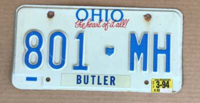 Ohio License Plate The Heart Of It All Tag No 801-MH Vintage | eBay