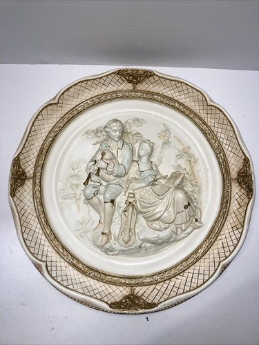 Mid Century Modern Alexander Backer Co. Hand Painted 15” Chalkware Wall ...