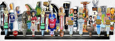 WALL MOUNTED 25 BEER TAP HANDLE DISPLAY 2 LEVELS black INCLUDES ...