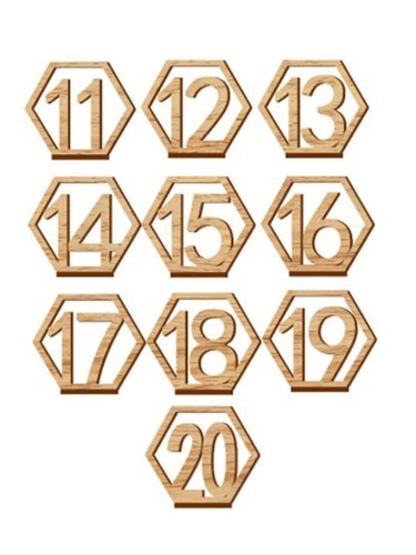 Wooden Table Number Bar Restaurant Hexagon Frame Non Slip Sign For ...