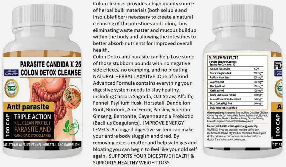 PARASITE DETOX Complete BODY CLEANSE Complex BROAD Spectrum Anti ...