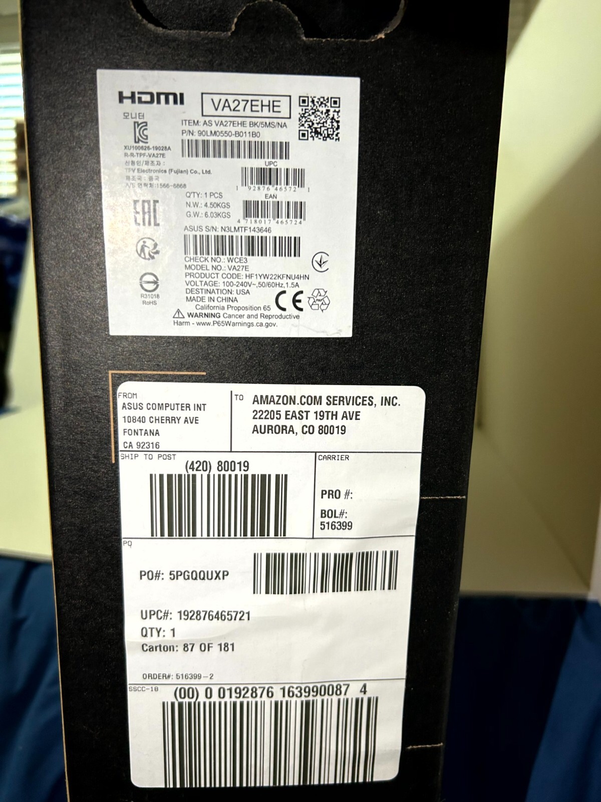 ASUS VA27EHEY 27" Full HD LED LCD Monitor - Black for sale online | eBay