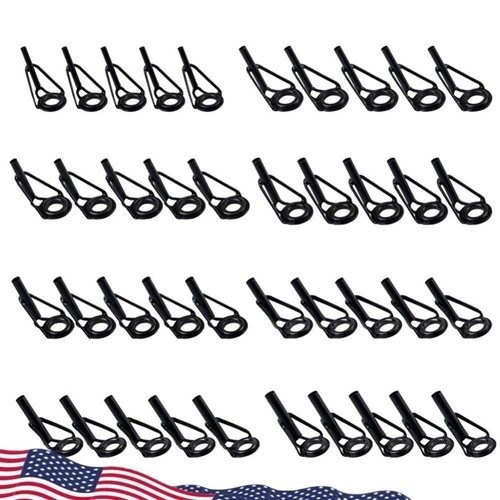 40x Fishing Rod Line Guides Eyes Sets Tip Top Ring Circle Pole Repair ...