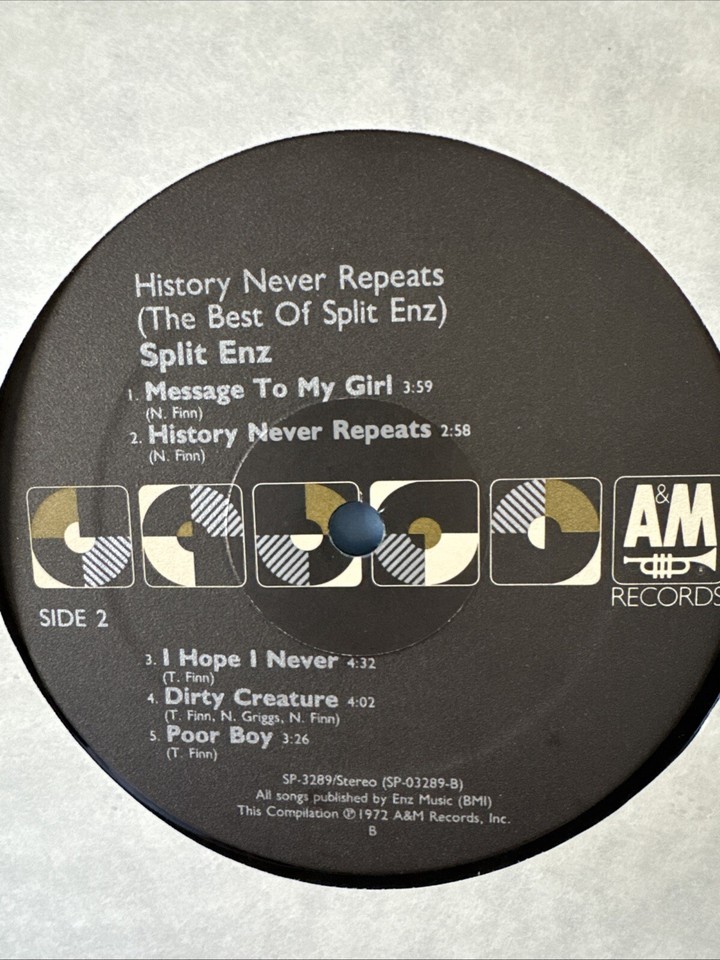 Rare A & M Promo Split Enz 'History Never Repeats' NM- Plays Great Both Sides | eBay