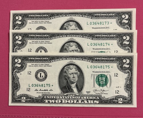Lot Of 3 $2 Star Note 2013 Series From San Francisco New, Crip ...