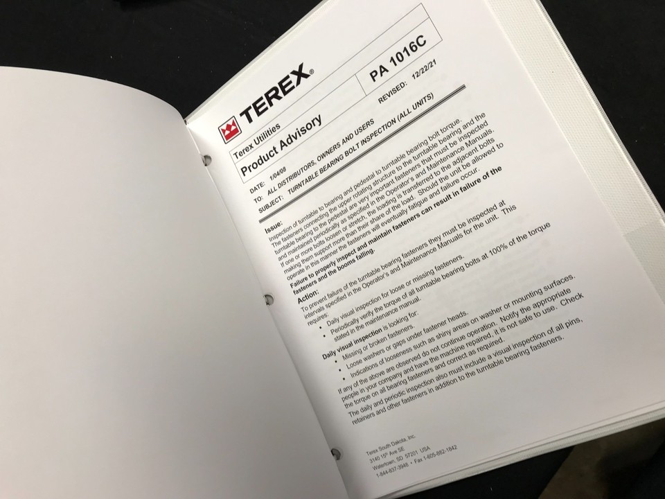 Altec DB37 Terex Digger Auger Bucket Truck Parts Catalog Maintenance ...