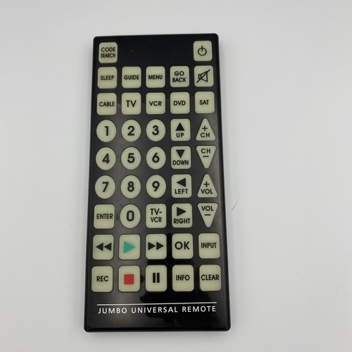 Jumbo Universal Remote Control Large Button Easy To Read TV VCR Glow In ...