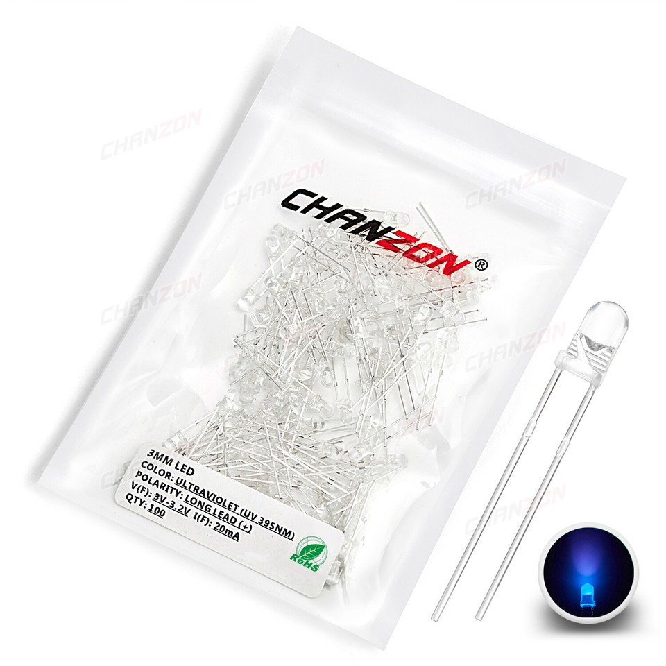 100PCS 3mm Clear LED Lights Emitting Diode Super Bright Bulb Lamp Kit ...