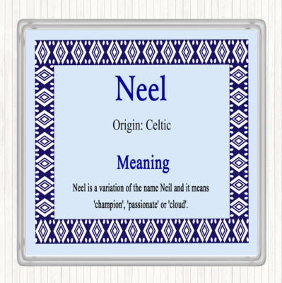 Neel Name Meaning Drinks Mat Coaster Blue | eBay UK