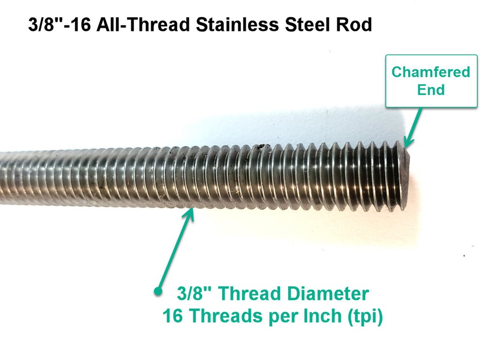 ALL-THREAD ROD STAINLESS STEEL Size: 1/4"; 3/8"; 7/16"; 1/2 ...