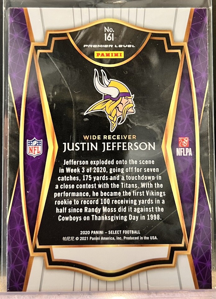 2020 Premier Level Pack Fresh Justin Jefferson Select Rookie RC 161 ...