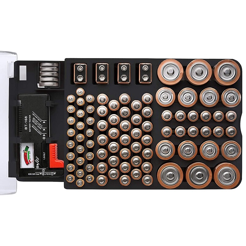 the Battery Storage Case,Organizer with Hinged Clear Cover, with ...