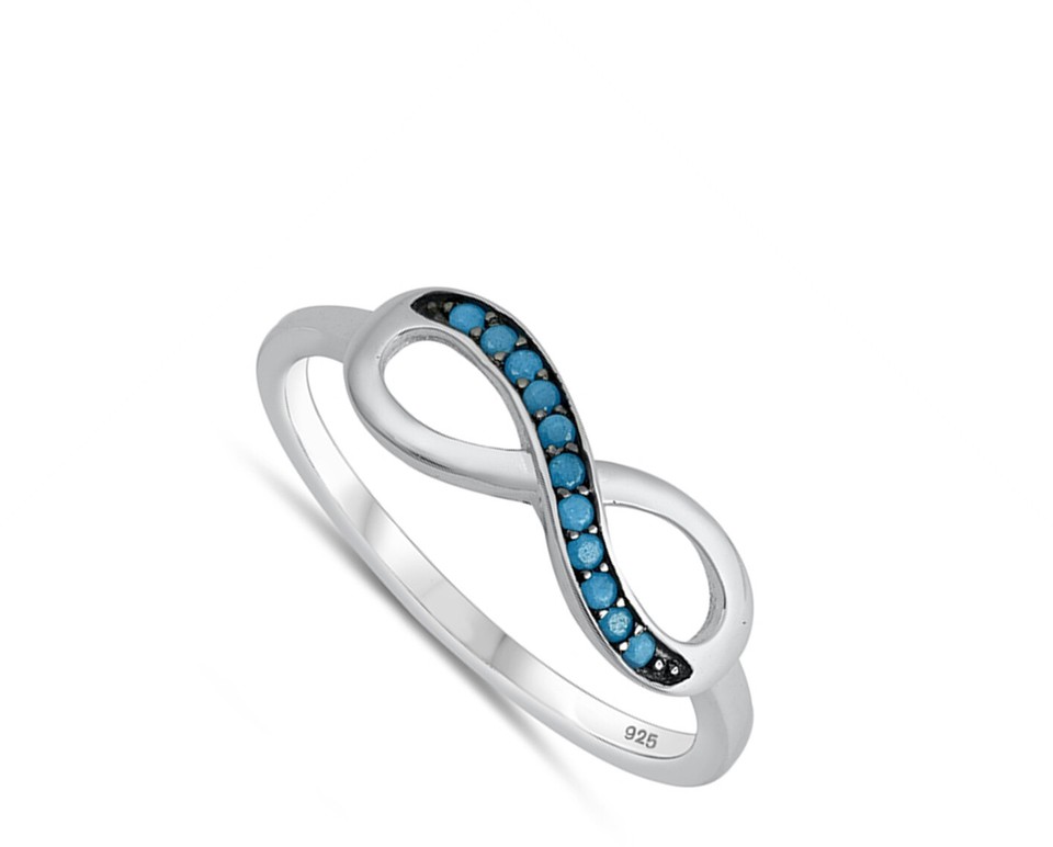 Turquoise Infinity Symbol Love Knot Ring New 925 Sterling Silver Band ...