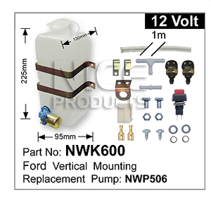 Universal WASHER BOTTLE 12V vertical 1.45L KIT INC BOTTLE PUMP WASHER ...