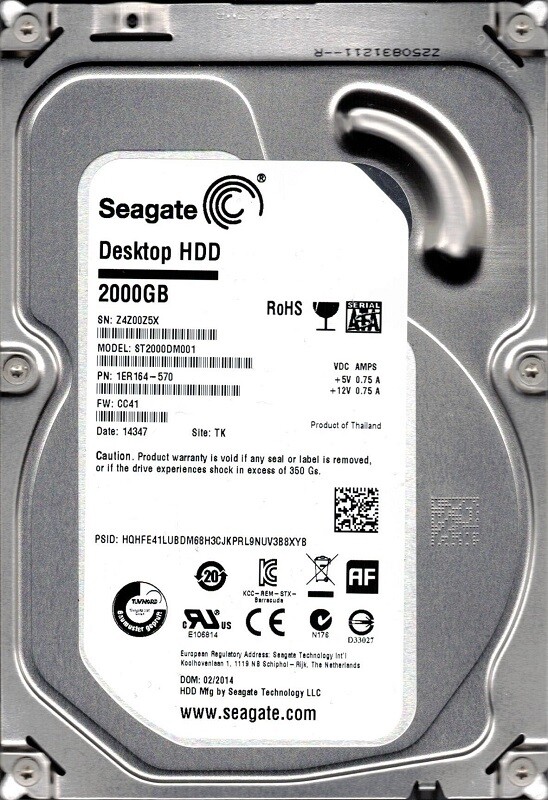 ST2000DM001 P/N: 1ER164-570 F/W: CC41 TK Z4Z Seagate Desktop HDD 2TB | eBay