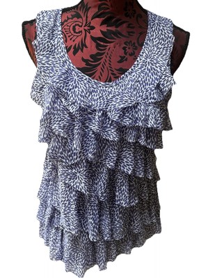 Chicos Size 2 Purple & White Tiered Ruffle Tank Top | eBay