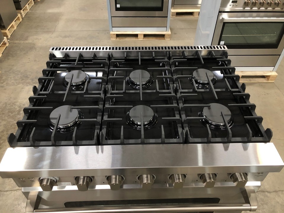 36 in. Gas Range, 6 Burners, Stainless Steel (OPEN BOX, COSMETIC ...