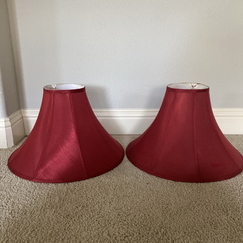 2 vintage lamp shades fabric Silk Burgundy Bell Shape | eBay