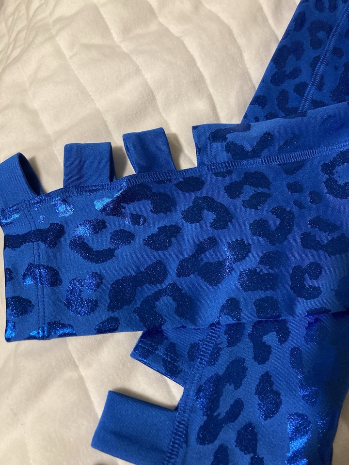Justice Active Royal Blue Foil Leopard Crop Leggings Girl’s Size 12 ...