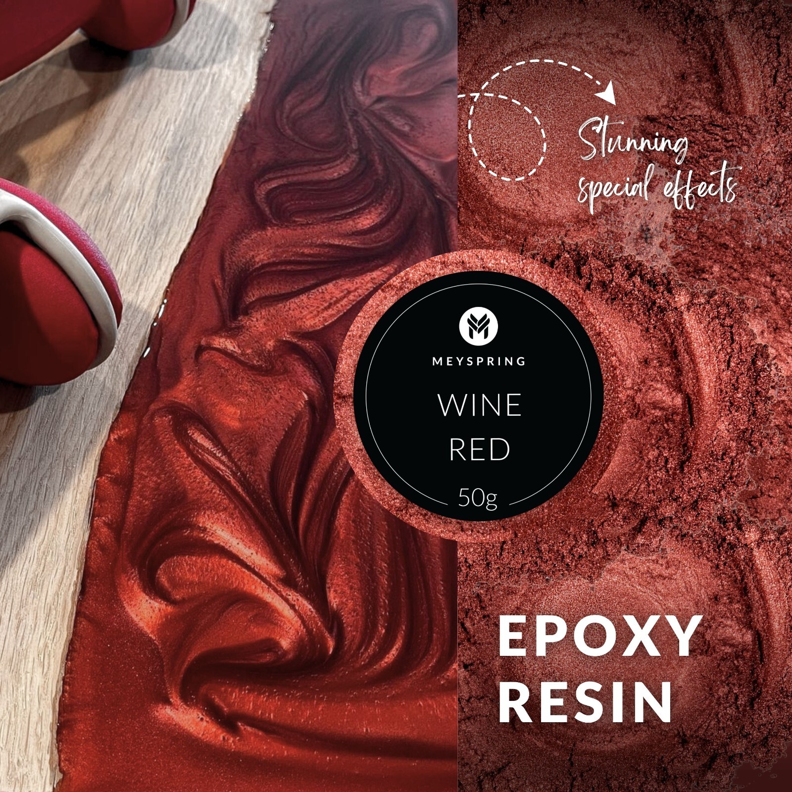 MEYSPRING Wine Red Mica Powder for Epoxy - Two Tone Resin Color Pigment ...