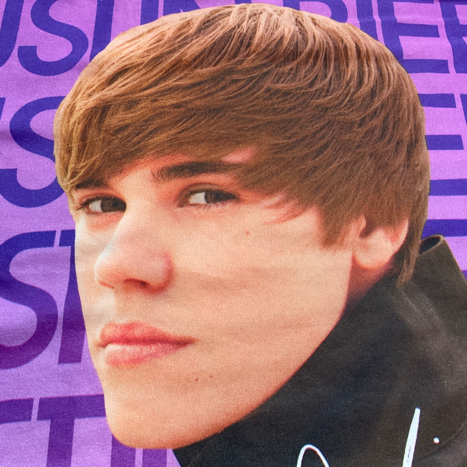 JUSTIN BIEBER Pillowcase Bravado Purple Face Photo Bedding Teen Girl ...
