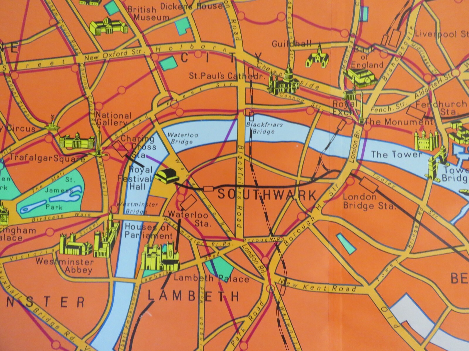 Rare vintage LONDON CITY MAP by Haack Gotha roll down educational ...