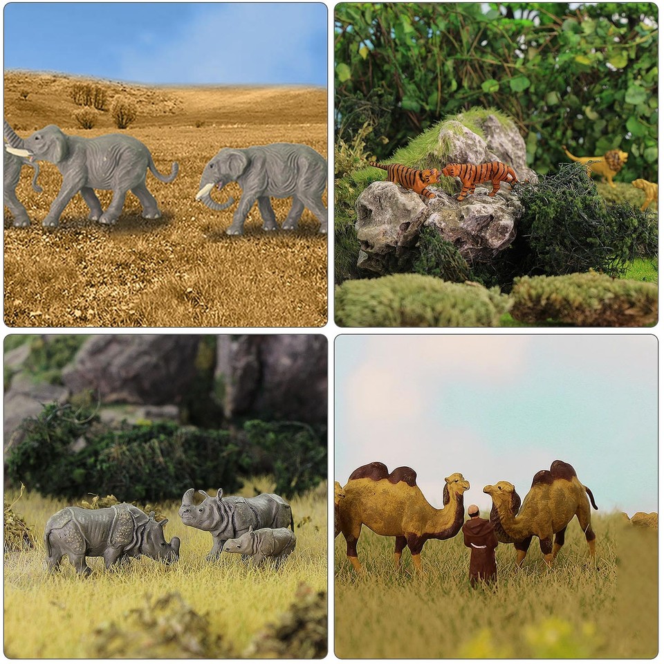 24pcs Model H0 Scale 1:87 Wild Zoo Animals PVC Elephant Camel Giraffe ...