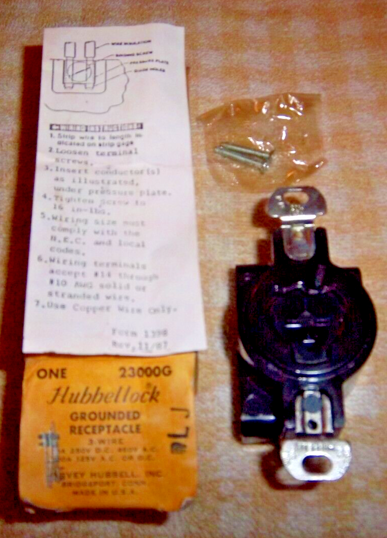 HUBBELL HUBBELLOCK 23000G HBL23000G 20 AMP 125 V 10 AMP 250 VDC 460 VAC ...