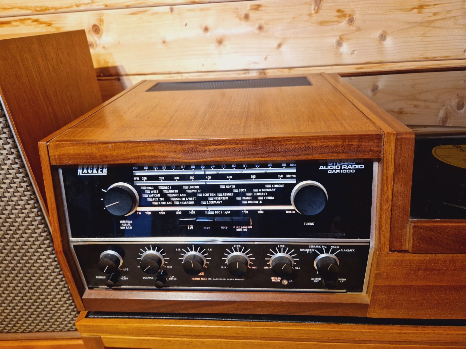Timewarp vintage Hacker GAR1000 Radiogram Record Player + Teak Stands ...