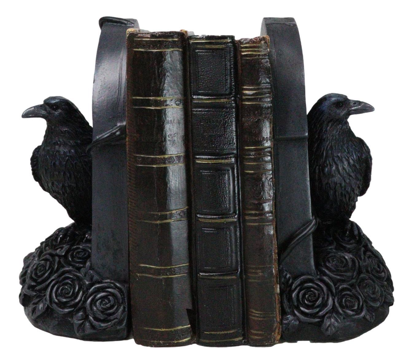 Dark Prophecy Raven Crow Perching On Black Roses Tombstone Figurine ...