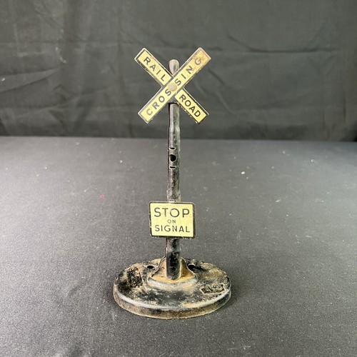 Vintage Marx Black Metal Railroad Crossing Signal Figure 9” | eBay