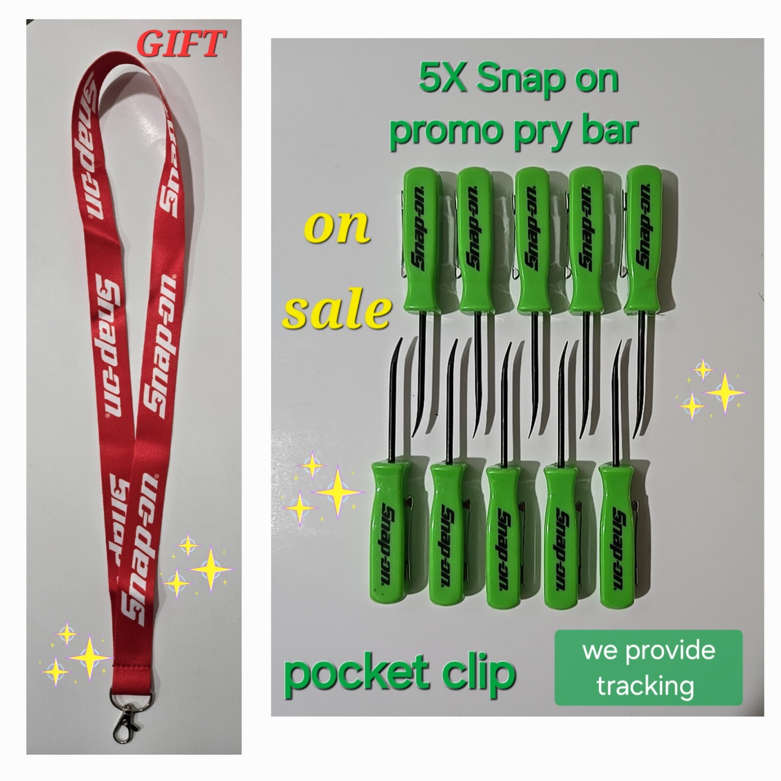 10X Green Snap on tools Promo PRY BAR screwdrivers per order pocket ...