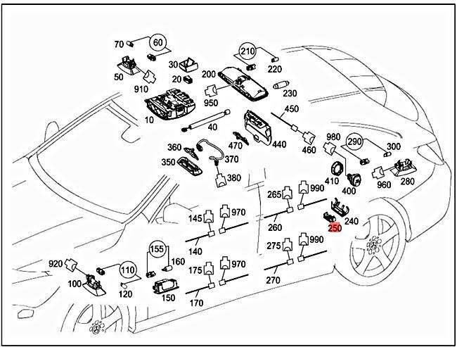 2pcs Genuine MERCEDES BBDC W242 A209 C117 C209 Interior lamp 2038200801 ...