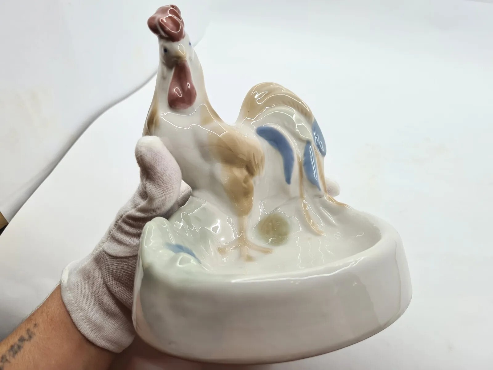 Vintage Soviet Porcelain Figurine Ashtray Rooster Factory Gorodnitsa ...