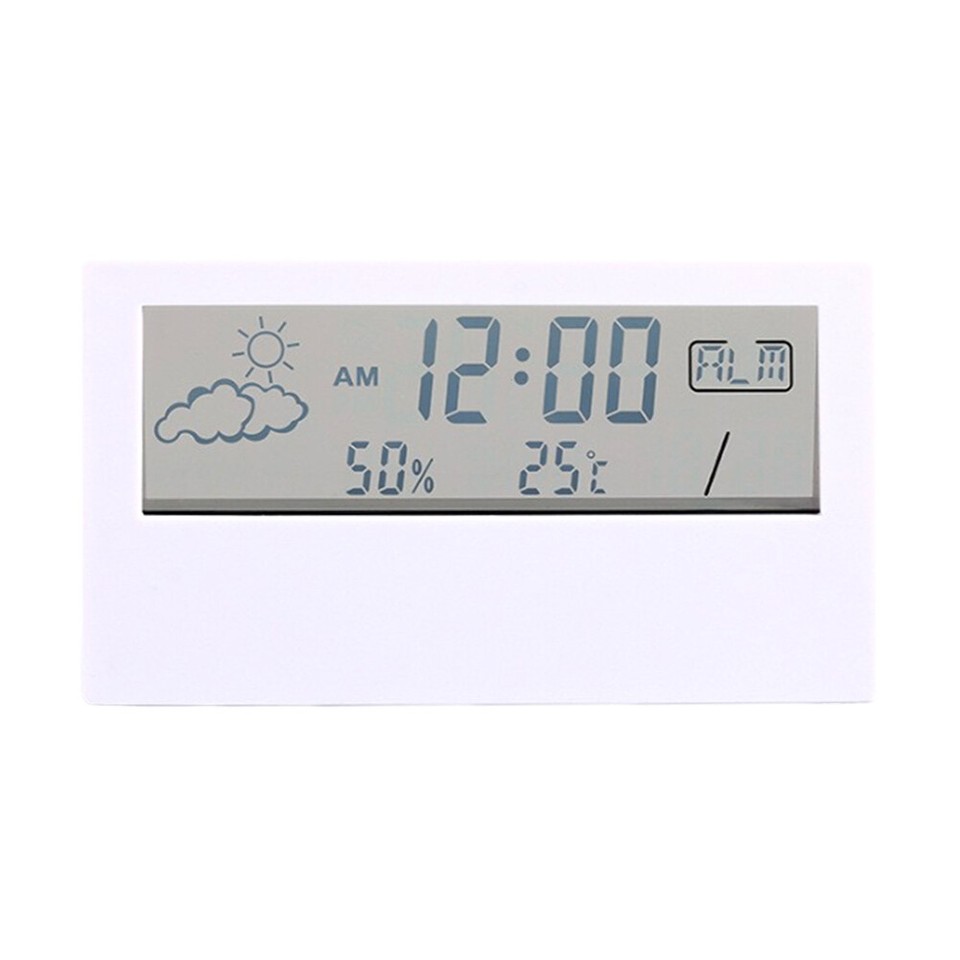 Electric Desk Alarm Clock Weather Display Digital Temperature Humidity ...