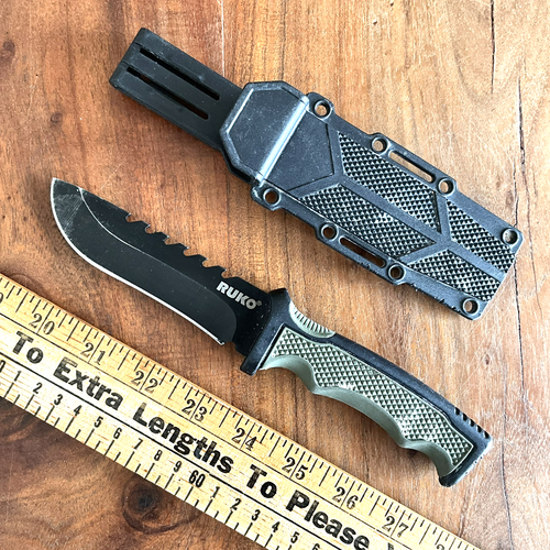 Ruko Survival Knife w/Sheath 420A Stainless Oxide TPR/Poly Handle RUK0191GN-CS | eBay