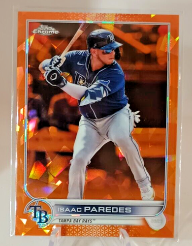 2022 TOPPS UPDATE CHROME SAPPHIRE ISAAC PAREDES ORANGE REFRACTOR CARD # ...