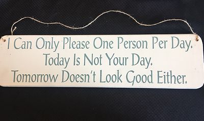 New I Can Only Please One Person Per Day... Funny Wood Sign | eBay