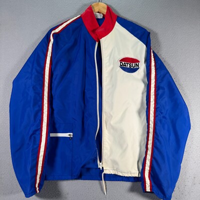 Vintage Datsun Windbreaker Jacket Men Large Blue Racing Nylon Japan ...