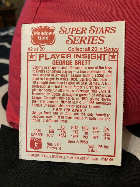 1986 MSA Meadow Gold George Brett NR-MT | eBay