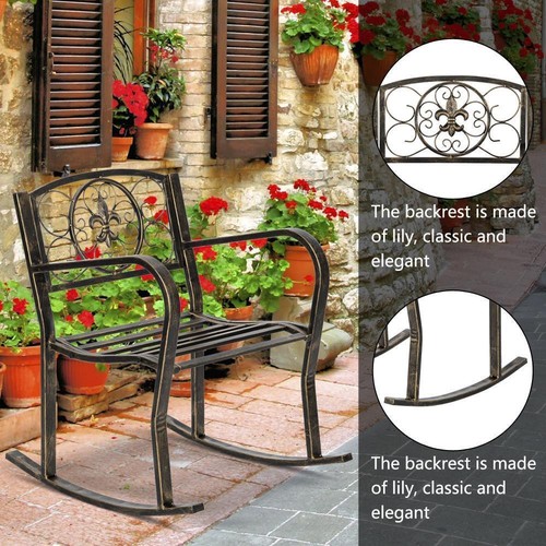 Retro Vintage Metal Patio Rocking Chair IN/Outdoor Furniture Porch ...