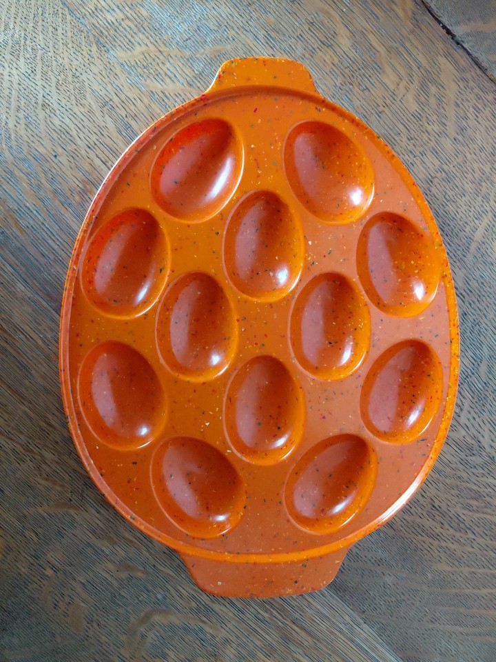 Zak! Designs Melamine Deviled Egg Platter 12" Orange Speckled Holds 12 ...