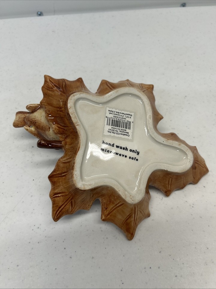 Creative Co-Op Bird Maple Leaf Trinket Dish Tray Candy Thanksgiving ...