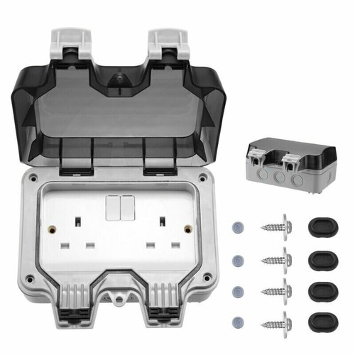 13A 1/2 Gang Waterproof Outdoor Storm Switched Socket Twin Double ...